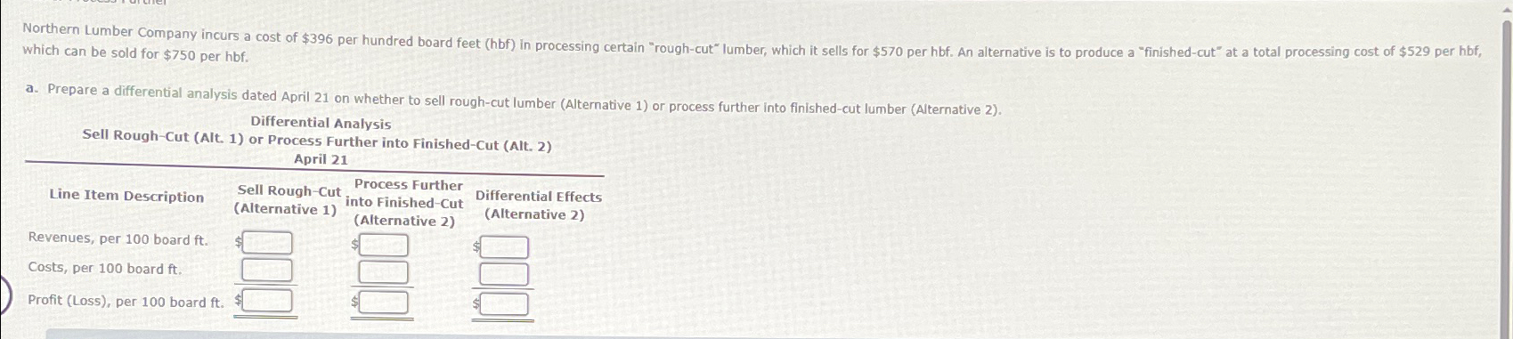 Solved which can be sold for $750 ﻿per hbf.a. ﻿Prepare a | Chegg.com