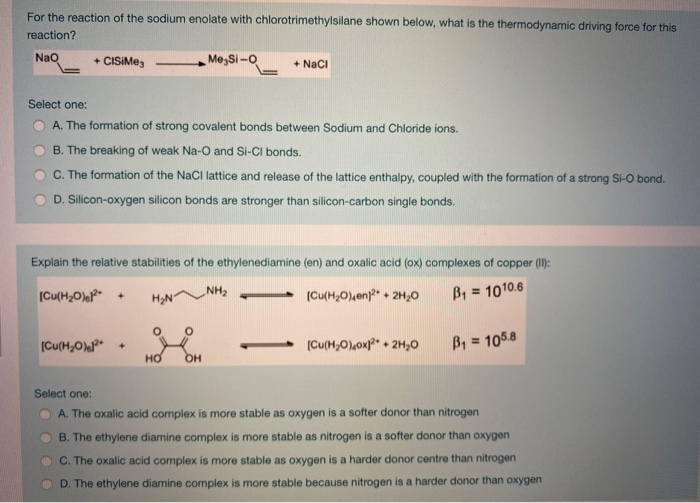 Solved For the reaction of the sodium enolate with | Chegg.com