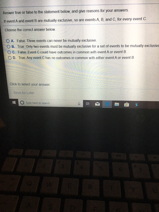 Solved Answer true or false to the statement below, and give | Chegg.com