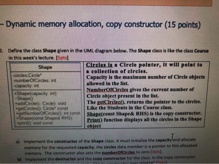 Solved Using C Define The Class Shape Given In The 8474