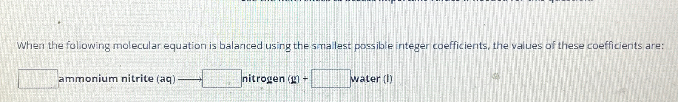 Solved When the following molecular equation is balanced | Chegg.com