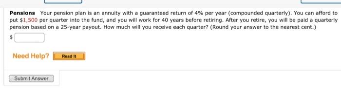 Solved Pensions Your pension plan is an annuity with a | Chegg.com