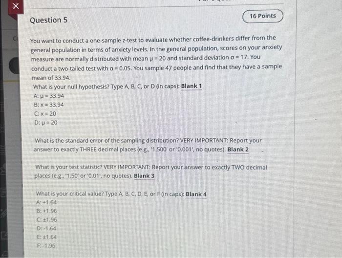 Solved You Want To Conduct A One Sample Z Test To Evaluate