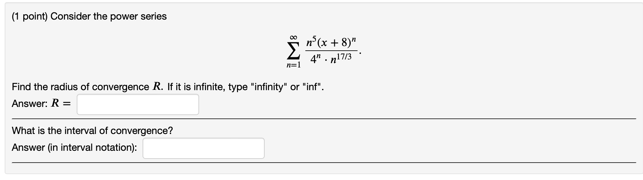 Solved (1 ﻿point) ﻿Consider the power | Chegg.com