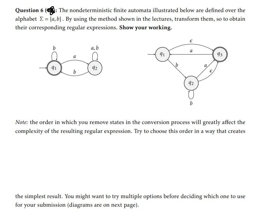 Solved Question 6 The nondeterministic finite automata | Chegg.com