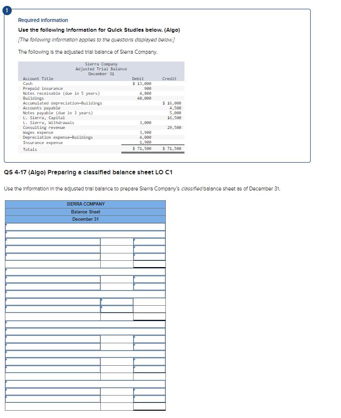 Solved QS 4-16 (Algo) ﻿Preparing an Income statement \& | Chegg.com