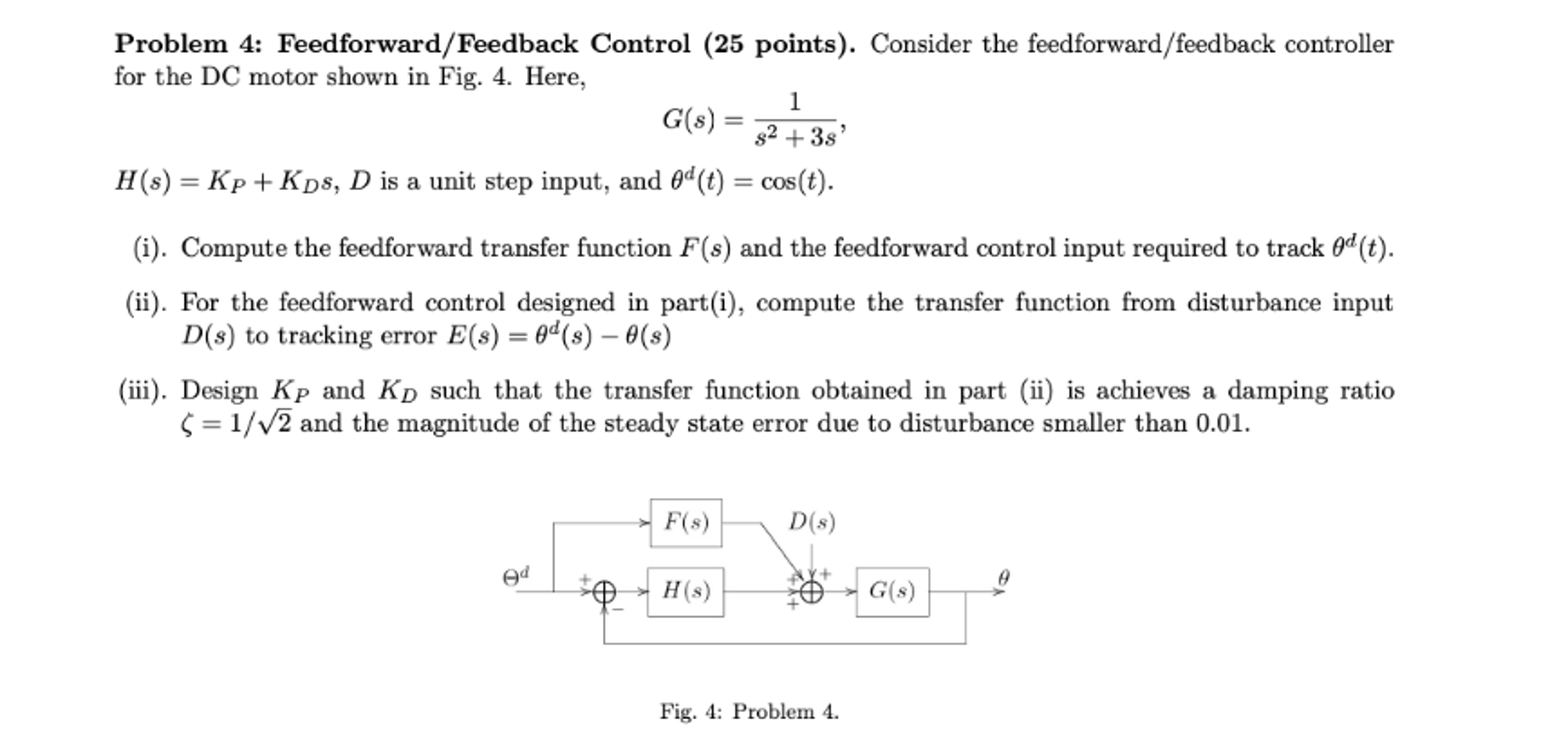 Solved Consider the feedforward/feedback controllerfor the | Chegg.com