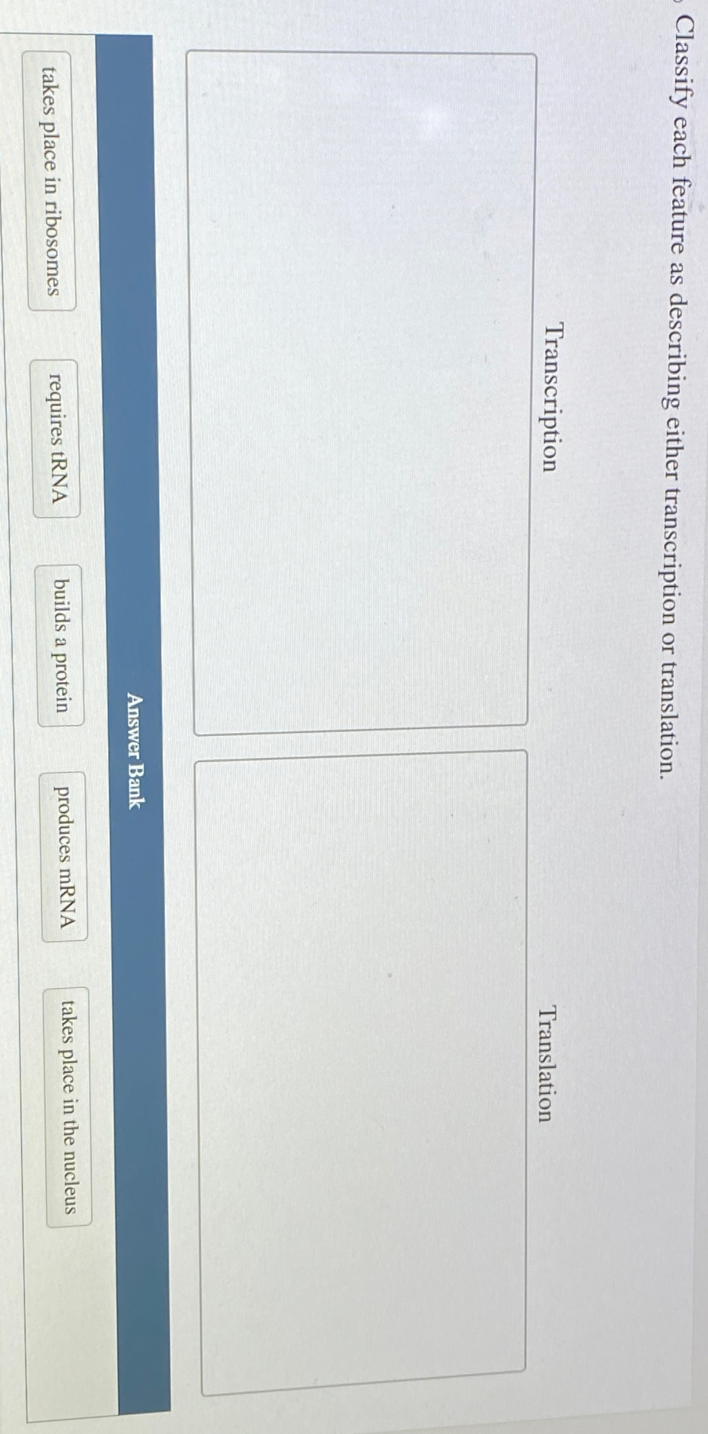 Solved Classify each feature as describing either | Chegg.com