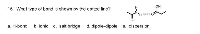 Solved 15. What type of bond is shown by the dotted line? a. | Chegg.com