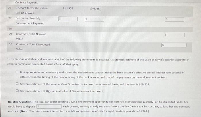 Contract Evaluation Worksheet Complete the following | Chegg.com