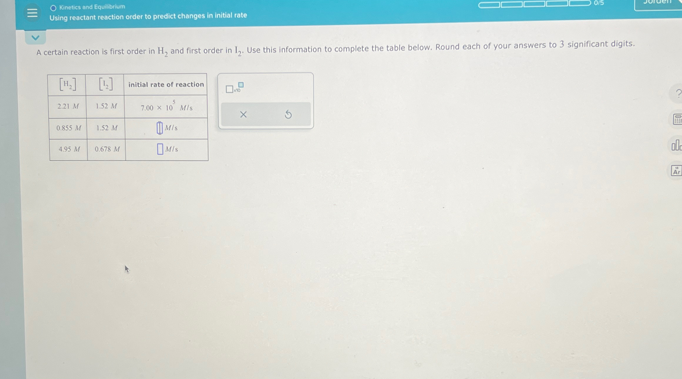Solved Kinetics and EquilibriumUsing reactant reaction order | Chegg.com