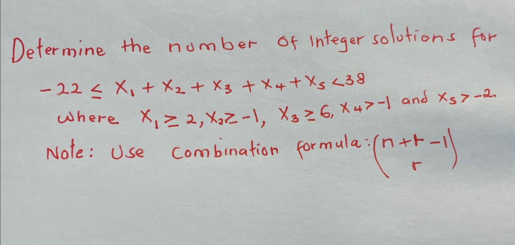Solved Determine the number of integer solutions for | Chegg.com