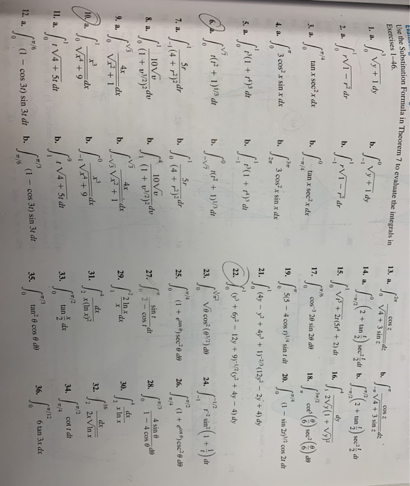 Solved Use the Substitution Formula in Theorem 7 to evaluate | Chegg.com