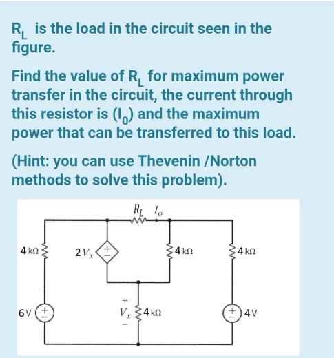Solved R is the load in the circuit seen in the figure. Find | Chegg.com