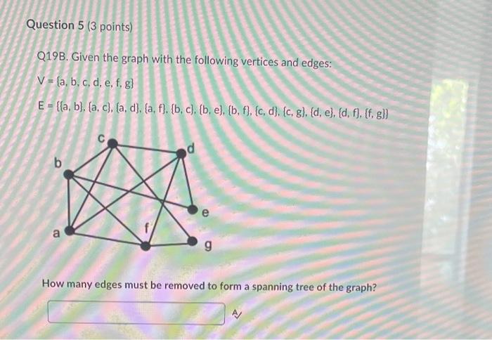 Solved Q19B. Given the graph with the following vertices and | Chegg.com