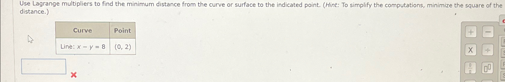 Solved Use Lagrange multipliers to find the minimum distance | Chegg.com