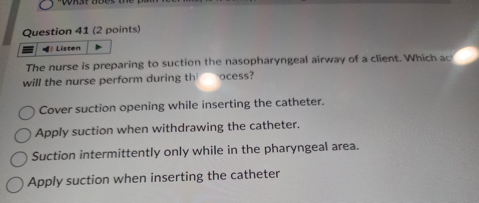 Solved Question 41 (2 ﻿points)ListenThe nurse is preparing | Chegg.com