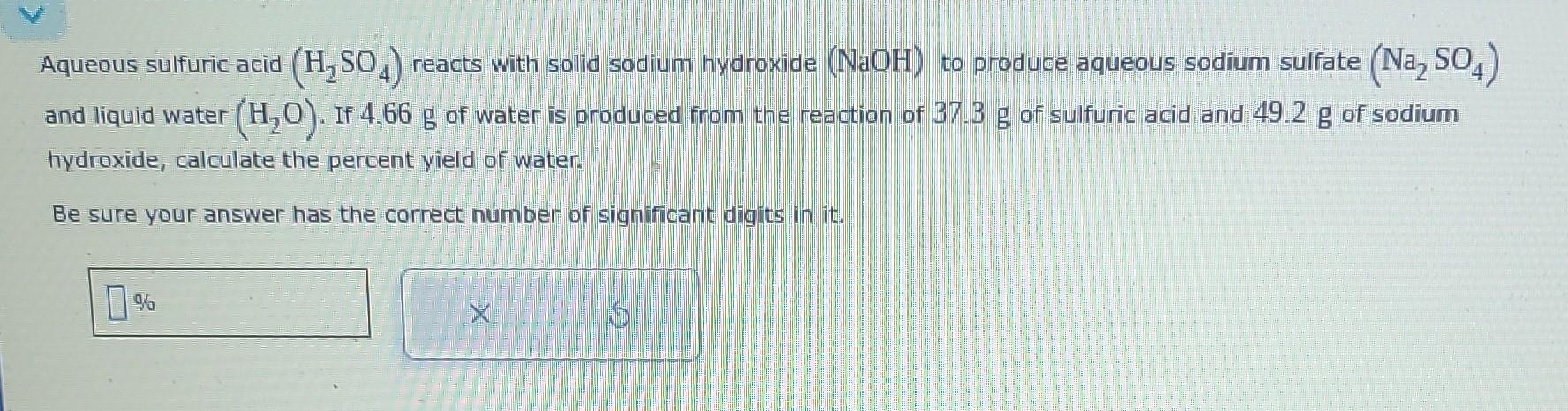 Solved Aqueous sulfuric acid (H2SO4) reacts with solid | Chegg.com