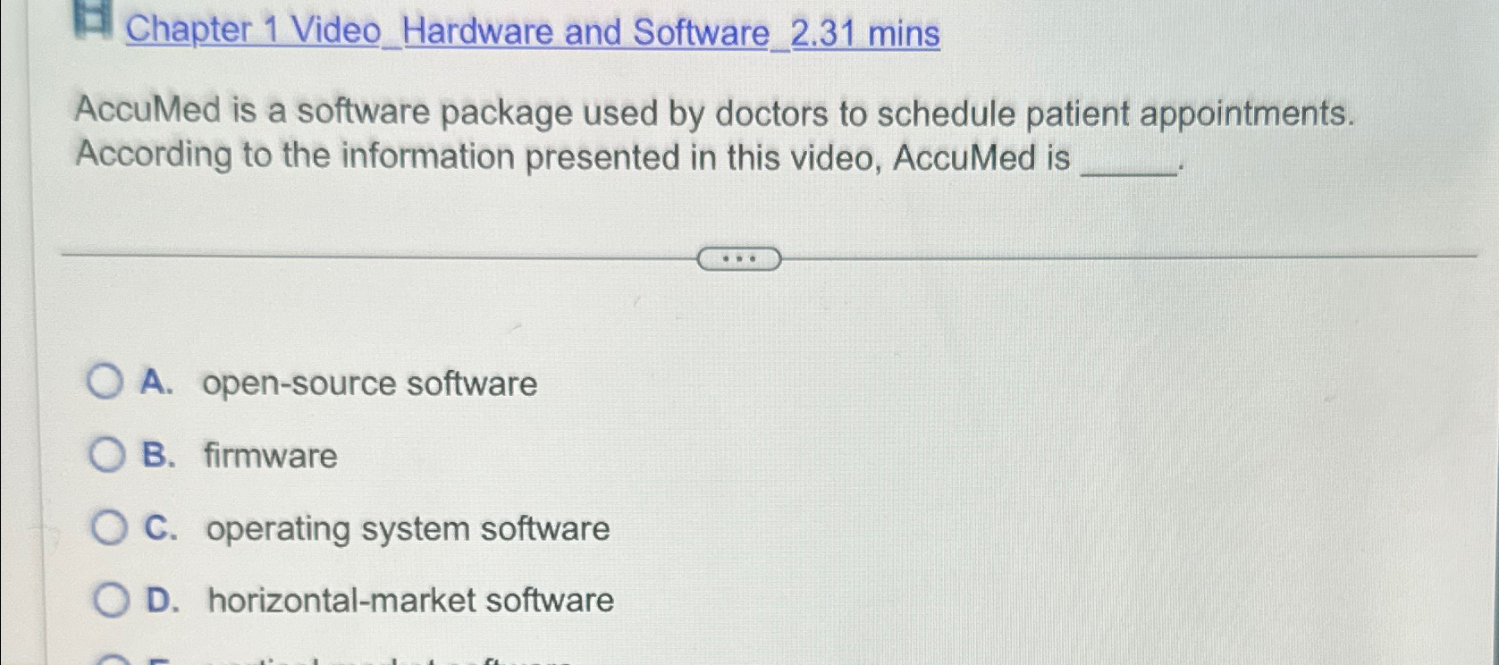 Solved Chapter 1 ﻿Video_Hardware and Software_2.31 | Chegg.com