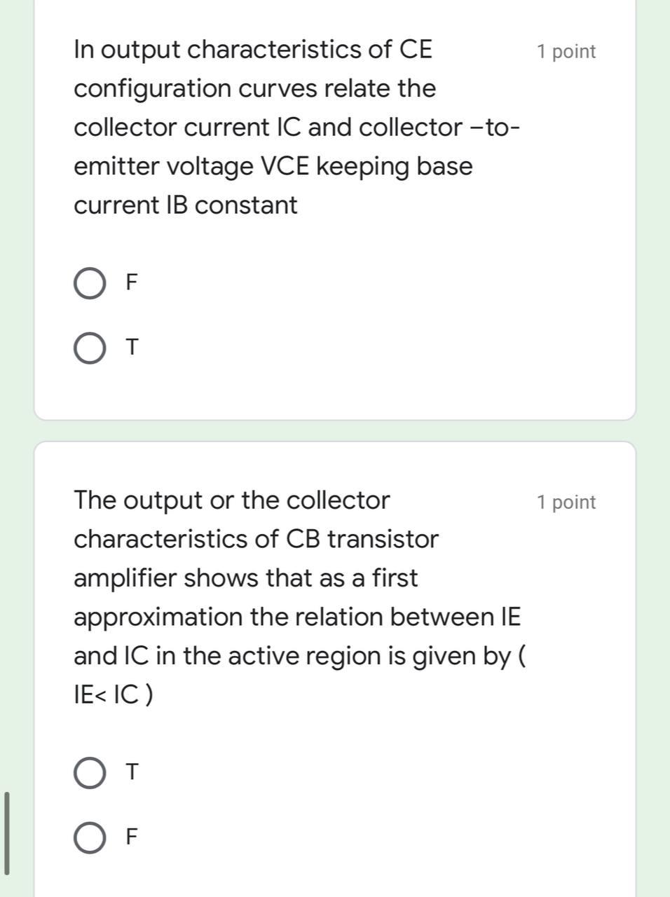 Solved 1 point In output characteristics of CE configuration | Chegg.com