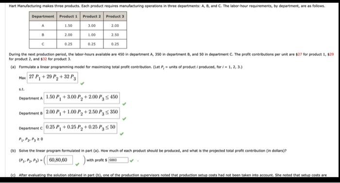 Solved for product 2, and 312 for product 3, (a) formulate a | Chegg.com