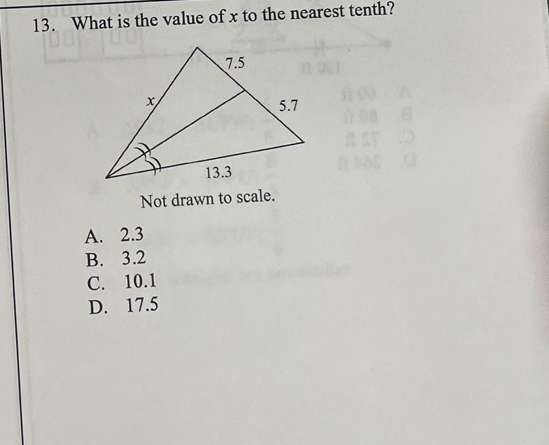 Solved What is the value of x ﻿to the nearest tenth?Not | Chegg.com