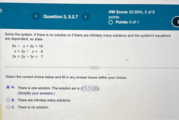 Solved Solve the system. If there is no solution or if there | Chegg.com