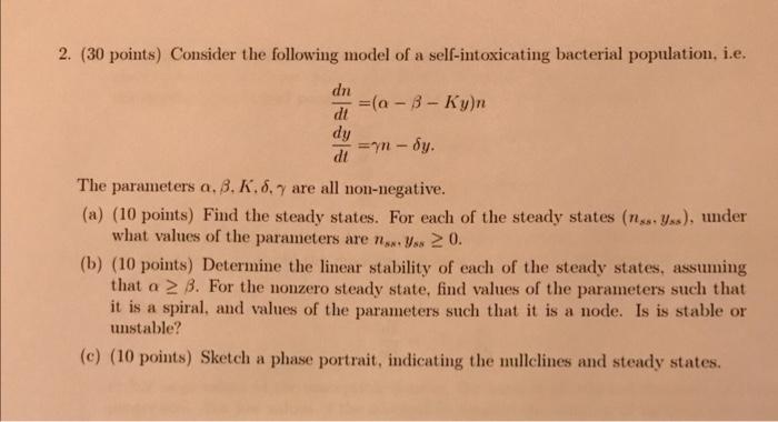 2. (30 points) Consider the following model of a | Chegg.com