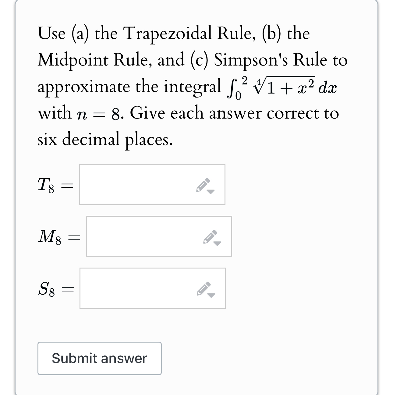 Solved Use (a) ﻿the Trapezoidal Rule, (b) ﻿the Midpoint | Chegg.com