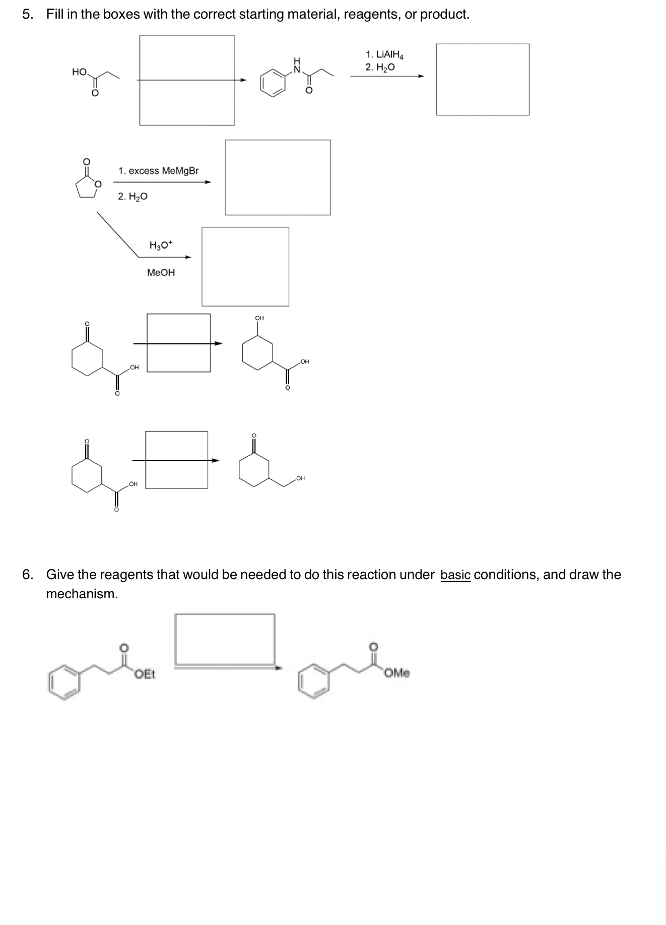 Solved Fill in the boxes with the correct starting material, | Chegg.com