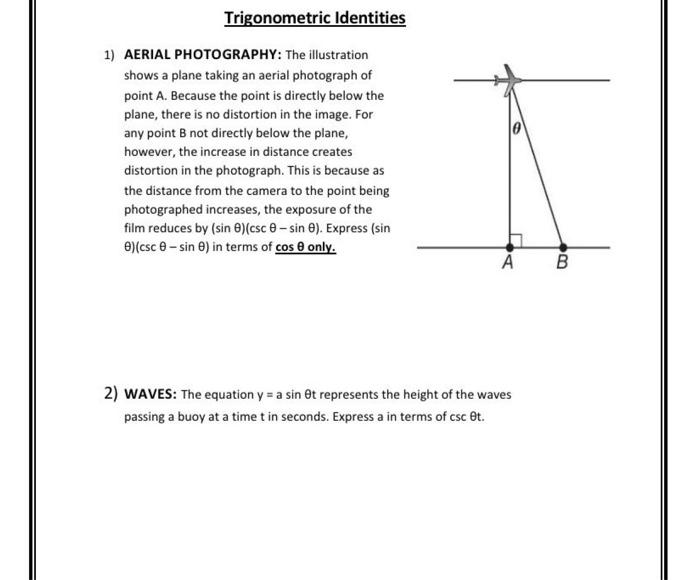 Solved Trigonometric Identities 1) AERIAL PHOTOGRAPHY: The | Chegg.com
