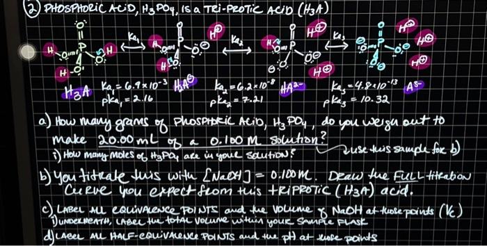 (2) PHOSPATORIC ACID, H3PO4, IS a TRI-PROTIC ACID | Chegg.com