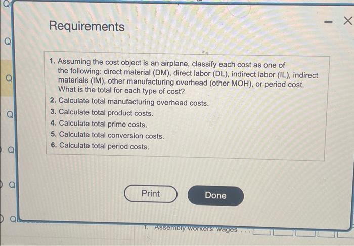 Solved Requirements 1. Assuming the cost object is an | Chegg.com