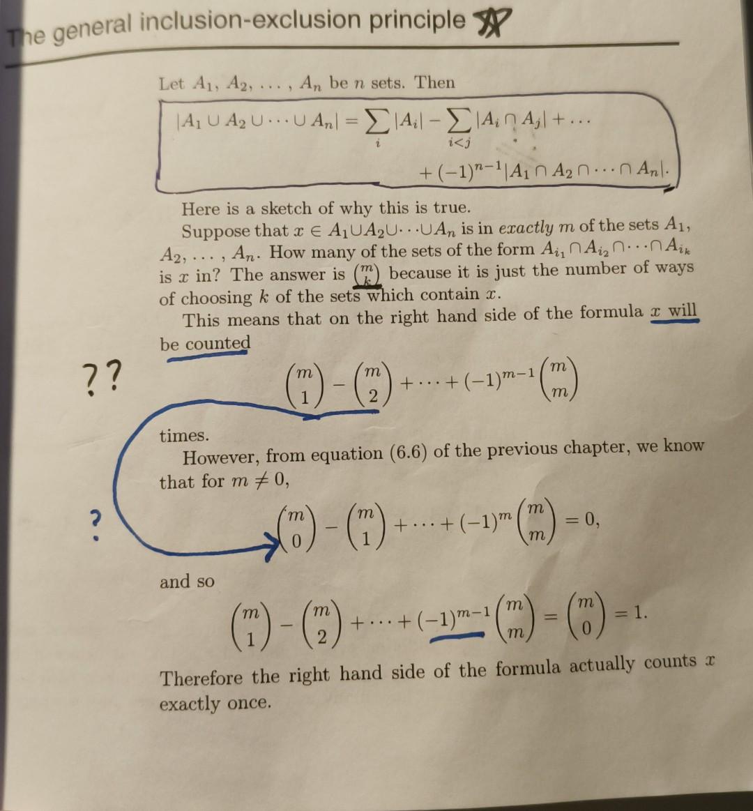Solved The general inclusion-exclusion principle X Let | Chegg.com