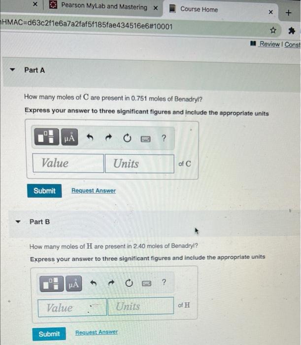 Solved Pearson MyLab and Mastering X Course Home х + | Chegg.com