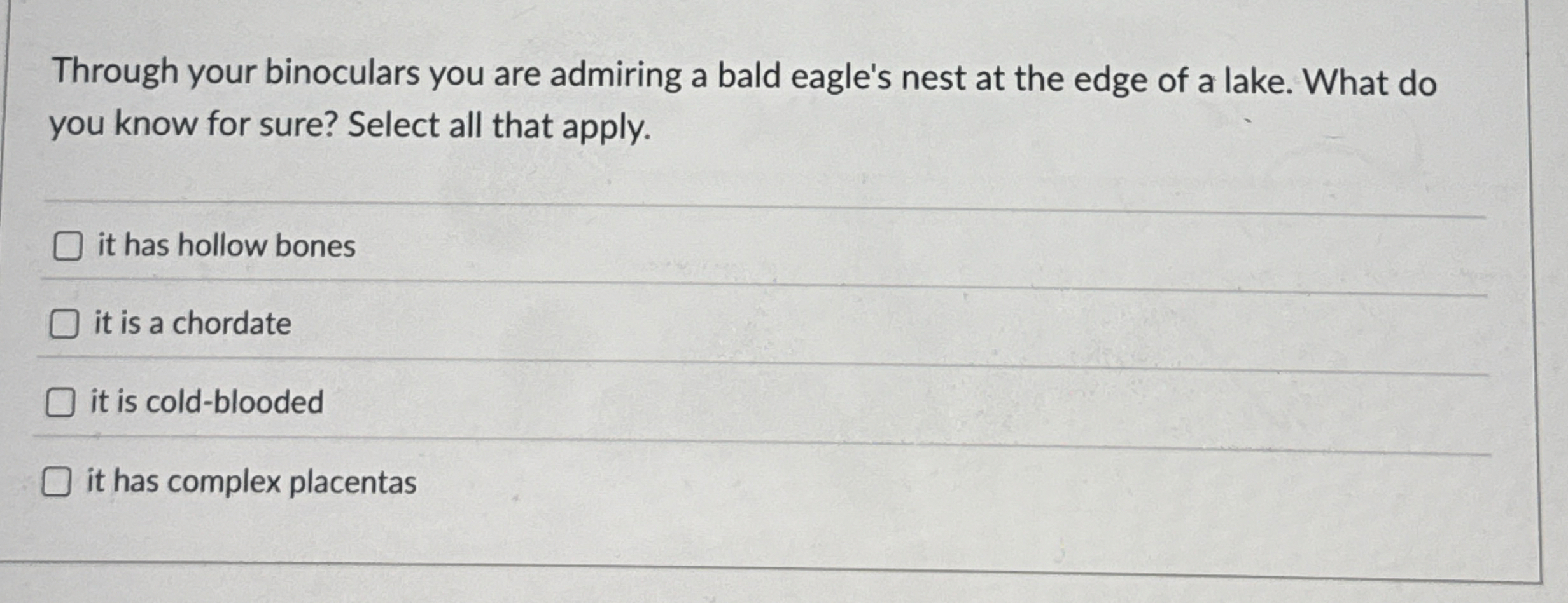 Solved Through your binoculars you are admiring a bald | Chegg.com