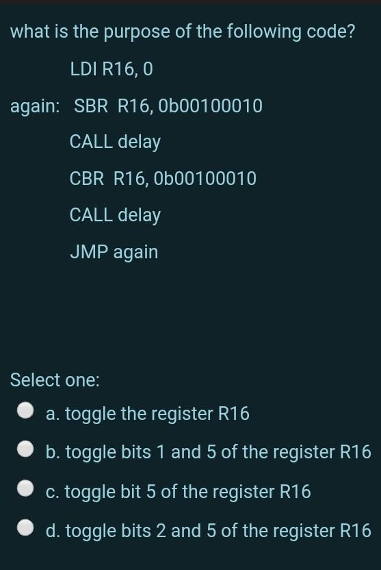 Solved what is the purpose of the following code? LDI R16,0 | Chegg.com