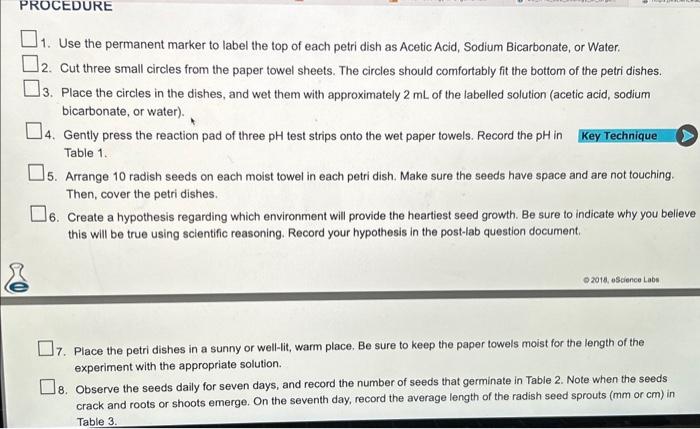 Solved Experiment 1: Effects of pH on Radish Seed | Chegg.com