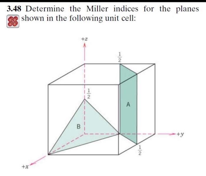 Solved 3.48 Determine the Miller indices for the planes | Chegg.com