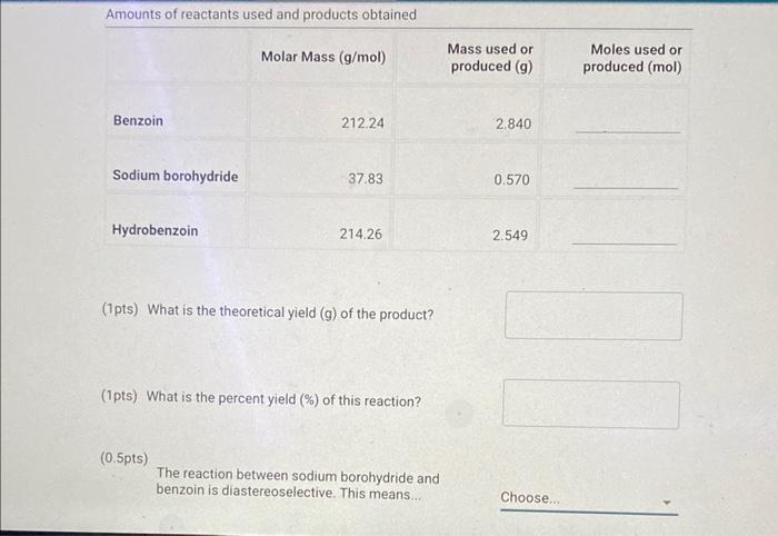 Solved (1pts) What is the theoretical yield (g) of the | Chegg.com