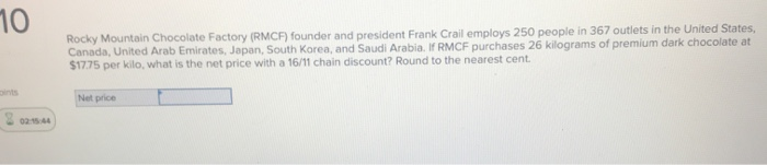 Solved Rocky Mountain Chocolate Factory (RMCF) founder and | Chegg.com