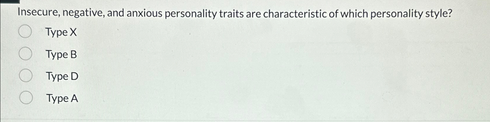 Solved Insecure, negative, and anxious personality traits | Chegg.com