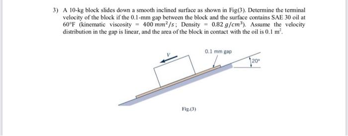 Solved A 10-kg block slides down a smooth inclined surface | Chegg.com
