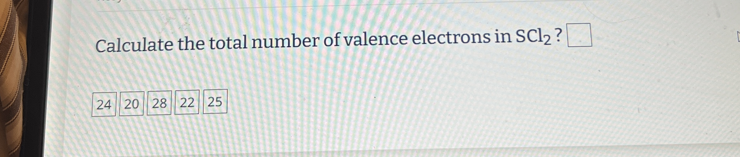 Solved Calculate the total number of valence electrons in | Chegg.com