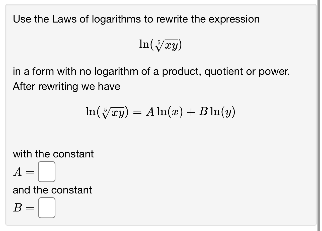 Solved Use the Laws of logarithms to rewrite the | Chegg.com