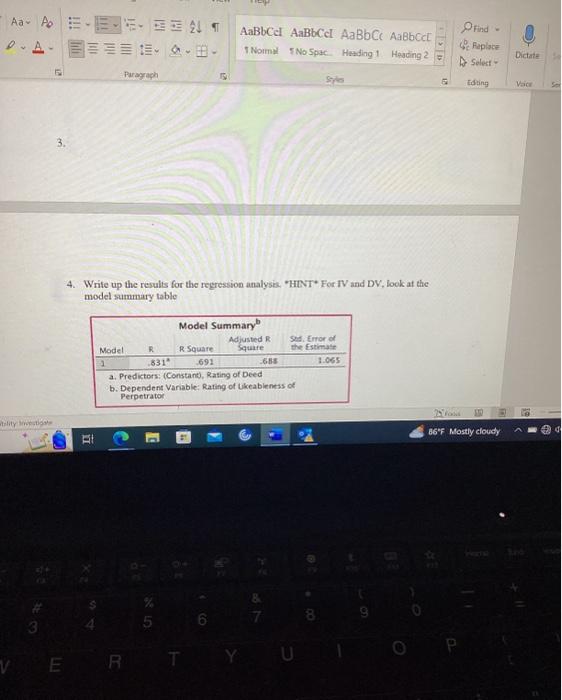 Solved 4. Write up the results for the regression analysis. | Chegg.com