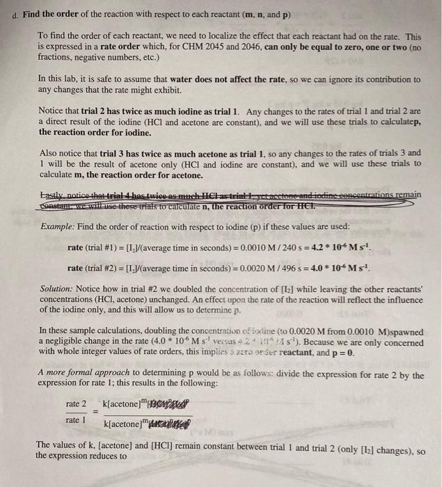 ind the order of the reaction with respect to each | Chegg.com