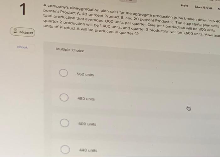 Solved A company's disaggregation plan calls for the | Chegg.com