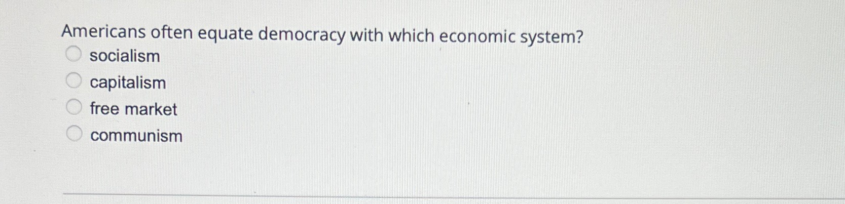 Solved Americans often equate democracy with which economic | Chegg.com