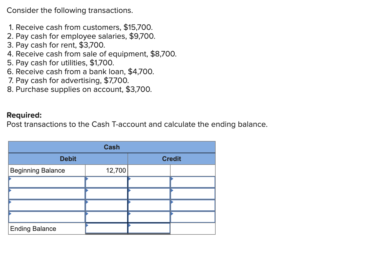Solved Consider the following transactions.Receive cash from | Chegg.com
